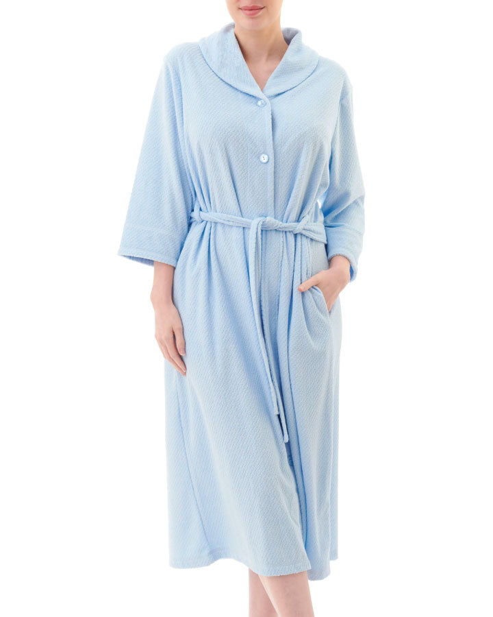 Givoni Mid Length Button Dressing Gown- Sky – Gabriel's Fashion ...