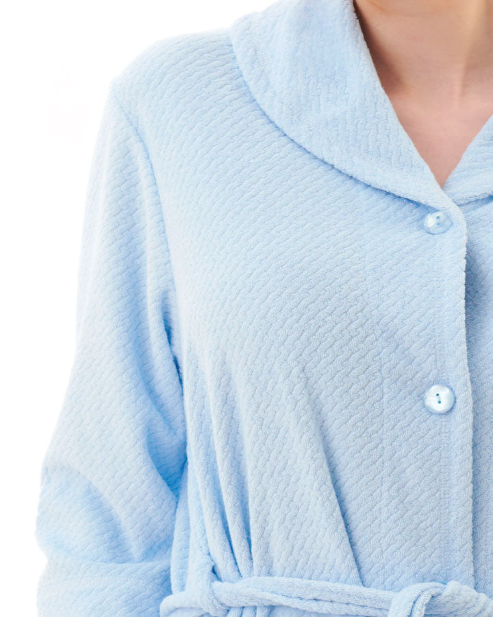 Givoni Mid Length Button Dressing Gown- Sky – Gabriel's Fashion ...